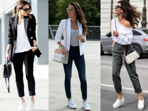 looks con tenis para ir arreglada al trabajo - Fama