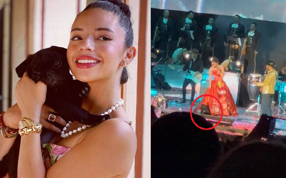 Ángela Aguilar es interrumpida por su perrito en pleno concierto - Fama