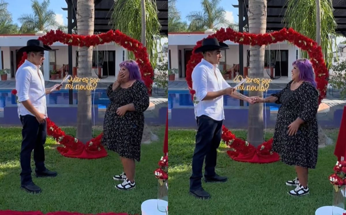 Geovanny Doble G se le declara a AimeP3 con decoración de rosas rojasFama